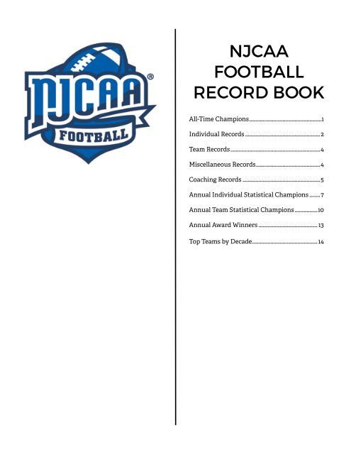 NJCAA FOOTBALL RECORD BOOK