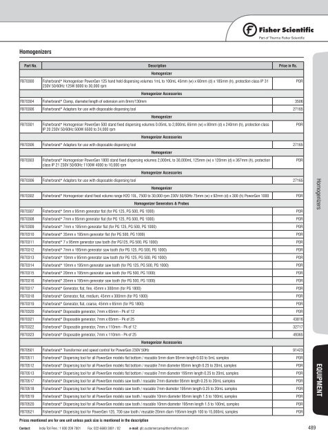 Homogenizers - Fisher Scientific: Lab Equipment