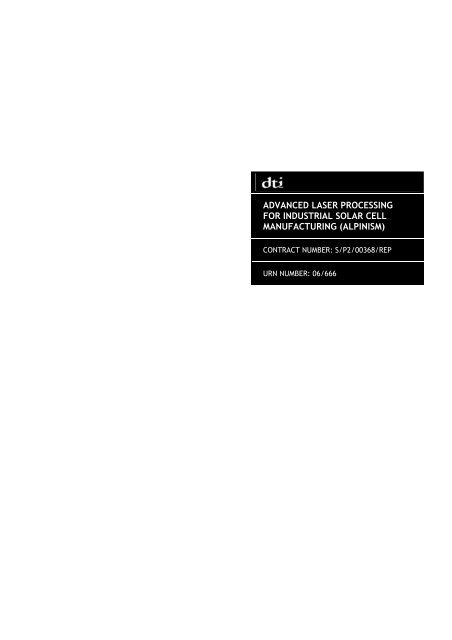 Advanced Laser Processing for Industrial Solar Cell Manufacturing