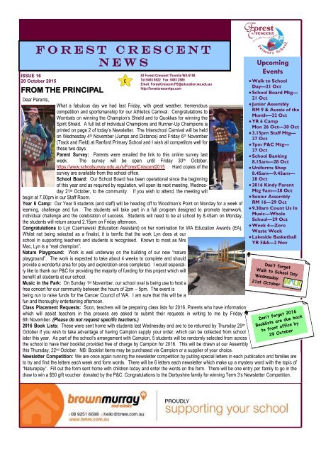 Forest Crescent Primary School Newsletter