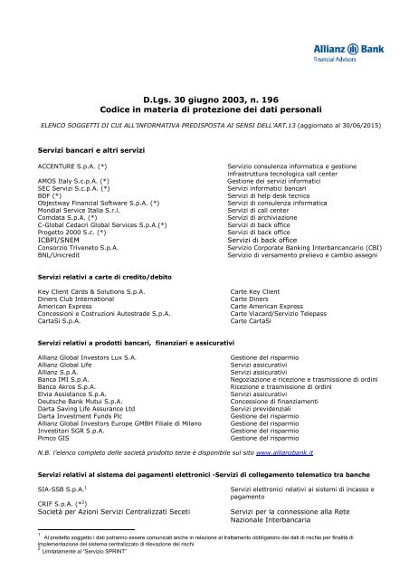 Codice in materia di protezione dei dati personali