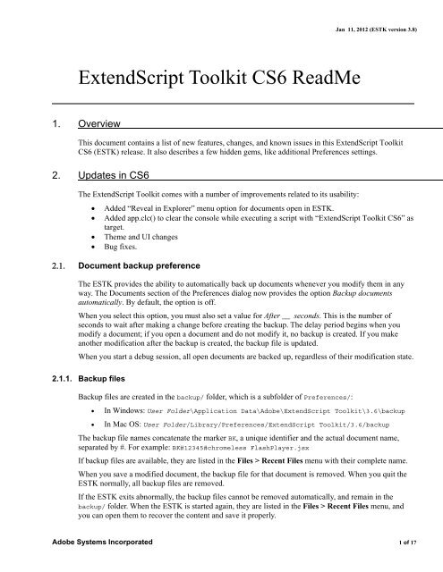 ExtendScript Toolkit ReadMe