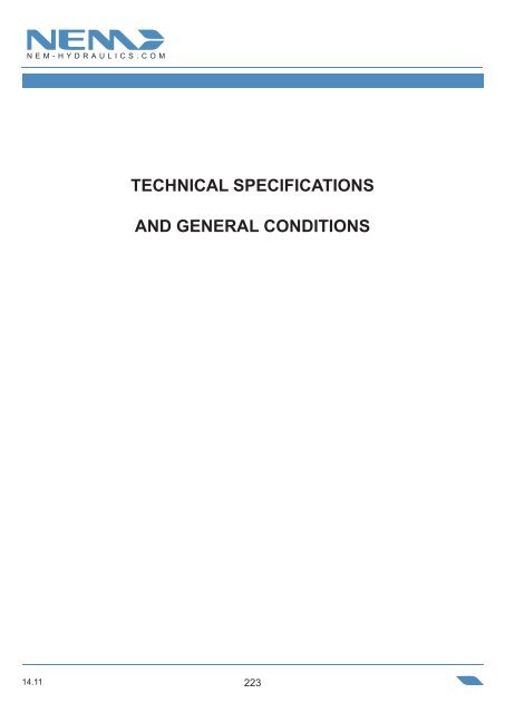 TECHNICAL SPECIFICATIONS AND GENERAL CONDITIONS