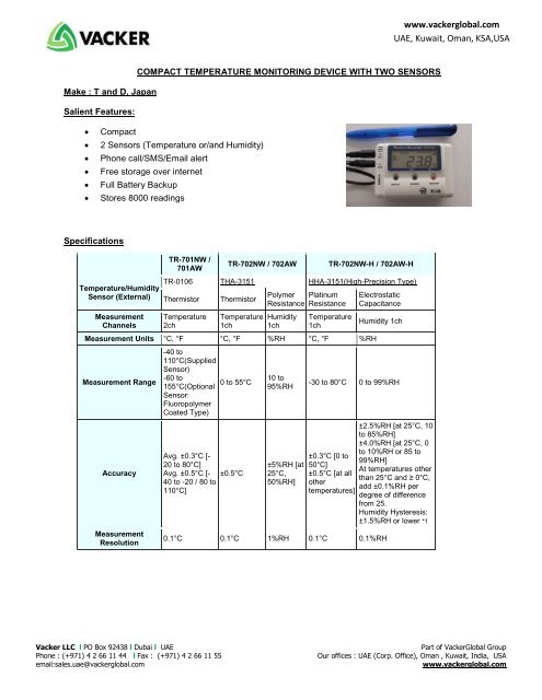 COMPACT TEMPERATURE MONITORING DEVICE WITH TWO SENSORS