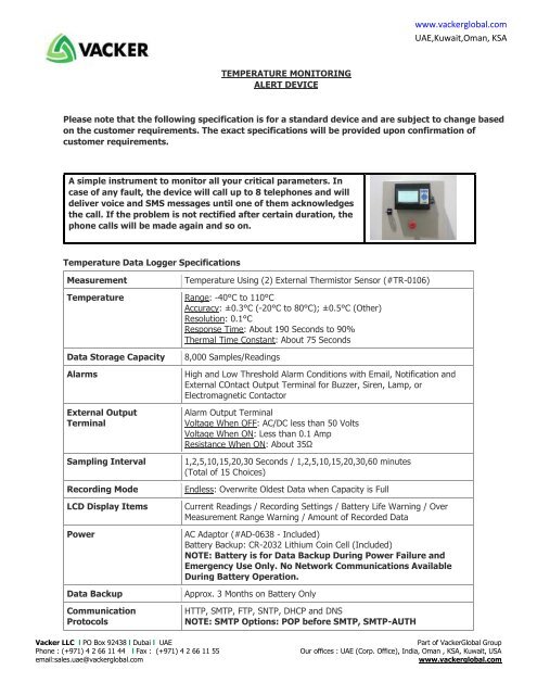TEMPERATURE MONITORING ALERT DEVICE