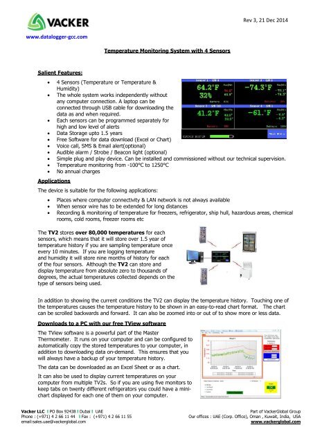 Temperature Monitoring System with 4 Sensors