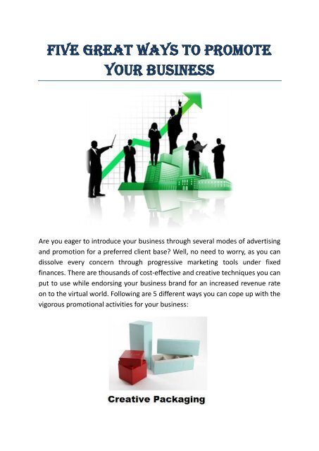 Five Great Ways to Promote Your Business