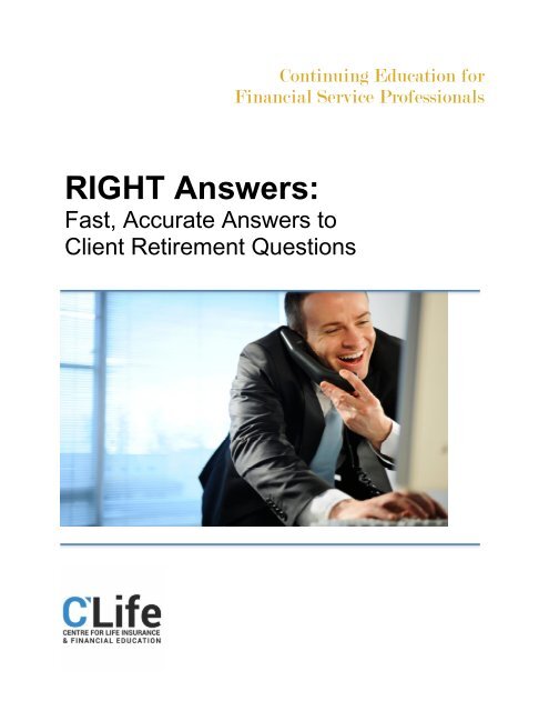 RIGHT Answers: Fast, Accurate Answers to Client Retirement Questions