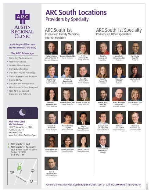 ARC South Doctor Flyer - Austin Regional Clinic