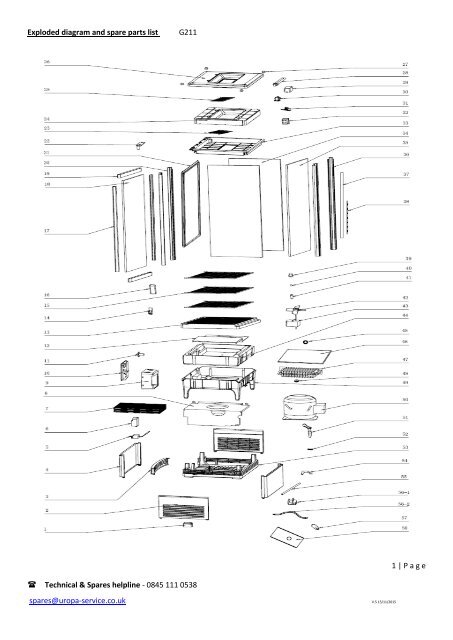 Exploded diagram and spare parts list G211 1 | Page ... - Nisbets
