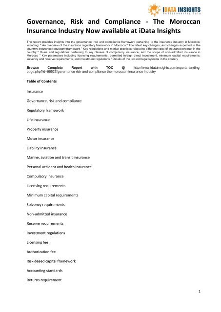 The Moroccan Insurance Industry