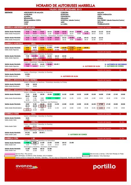 Avanzabus Horarios Y Destinos