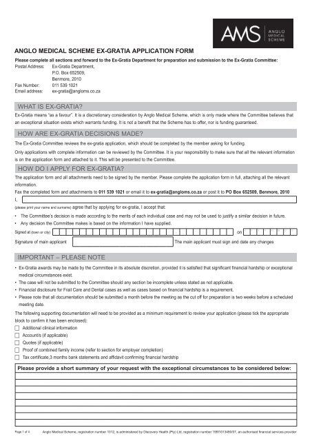 what is ex-gratia? - Anglo Medical Scheme