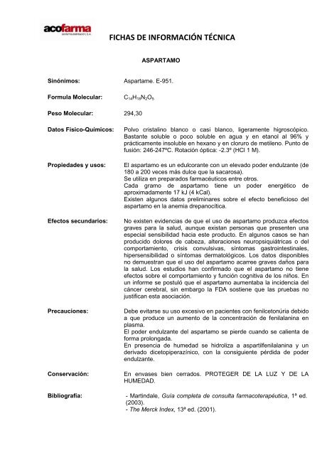 FICHAS DE INFORMACIÓN TÉCNICA