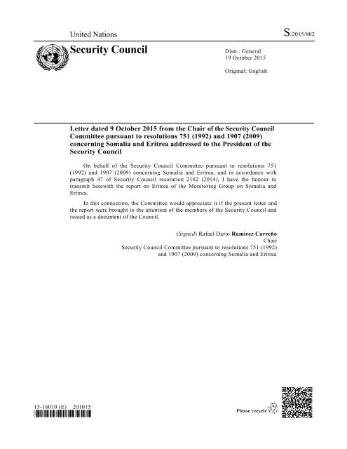 S/2015/802 Security Council