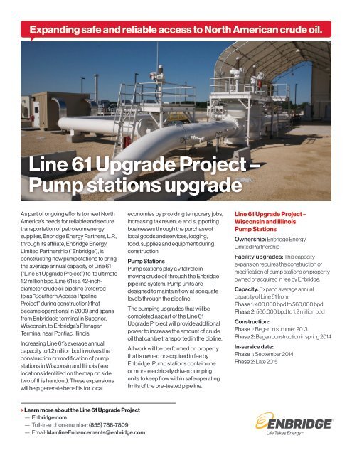 Line 61 Upgrade Project – Pump stations upgrade