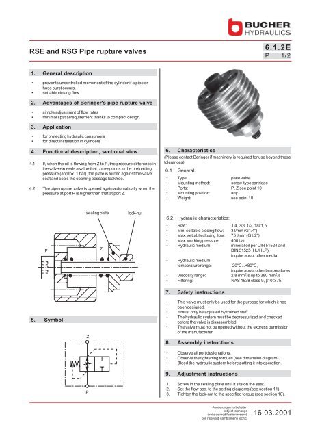 6.1.2E 16.03.2001 RSE and RSG Pipe rupture valves