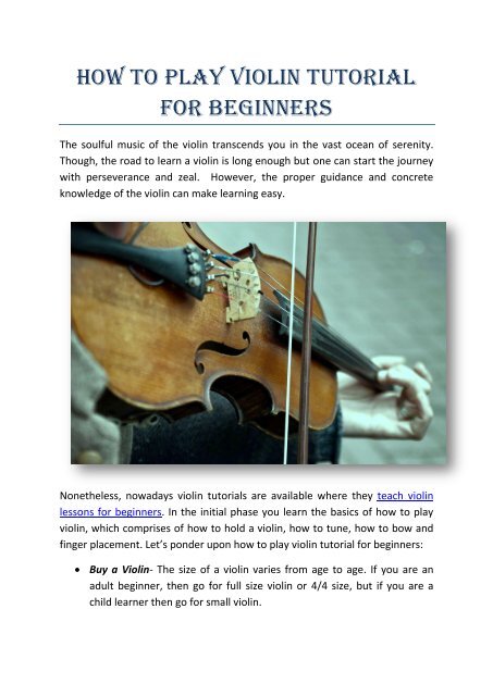 How to Play Violin Tutorial for Beginners