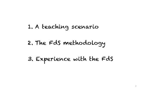 1. A teaching scenario 2.