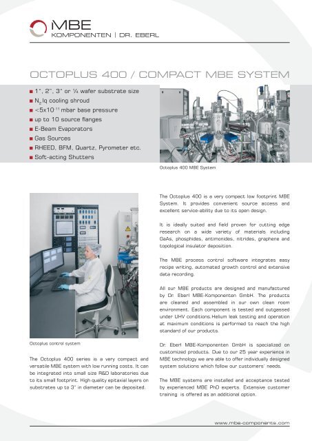 OCTOPLUS 400 / COMPACT MBE SYSTEM