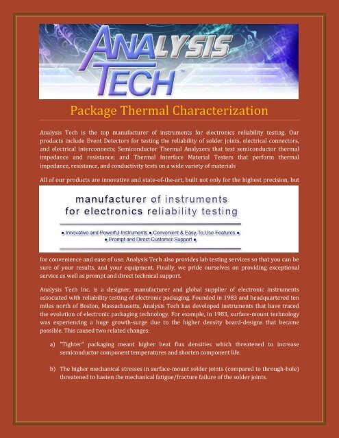Package Thermal Characterization