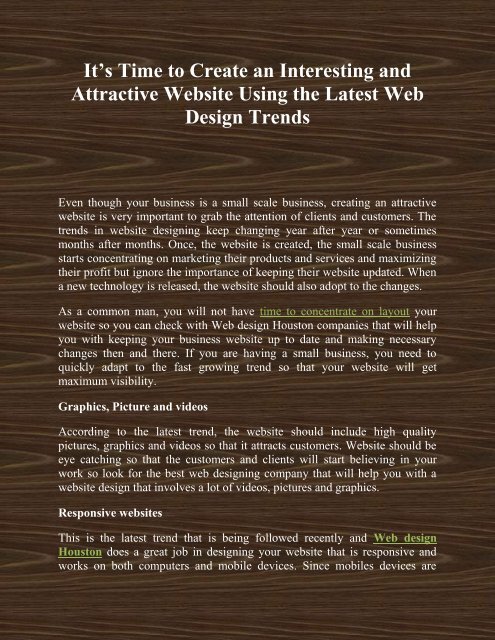 It’s Time to Create an Interesting and Attractive Website Using the ...