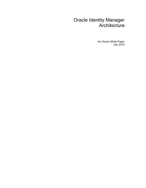 Oracle Identity Manager's Tiered Architecture