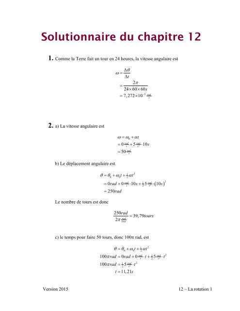 Solutionnaire du chapitre 12
