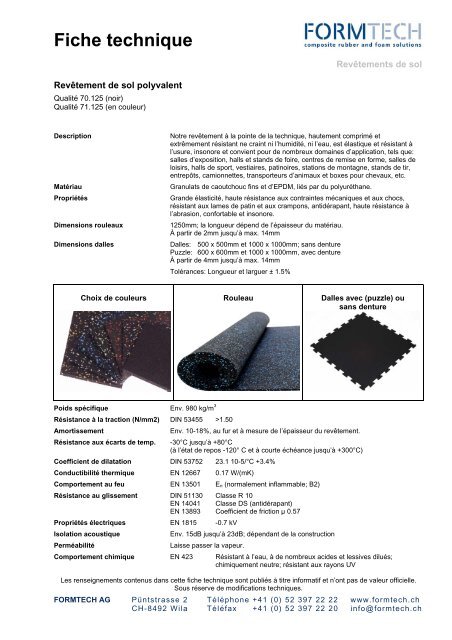 Fiche technique - Formtech AG