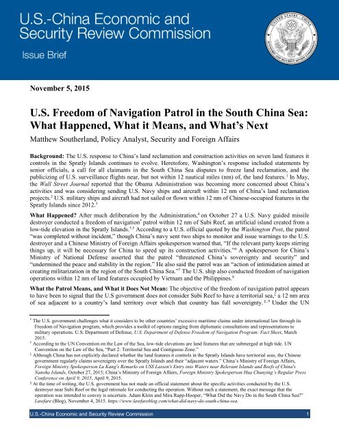 US Freedom of Navigation Patrol in the South China Sea