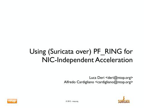 Using (Suricata over) PF_RING for NIC-Independent Acceleration