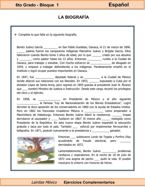 6to Grado - Español - La biografía