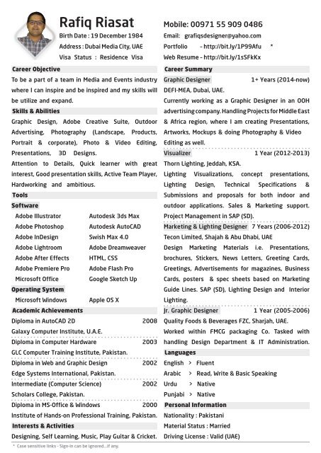 Rafiq Resume Design - 8GD2014