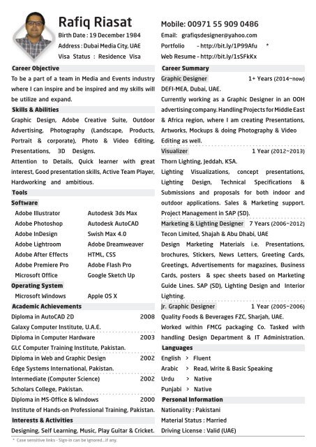 Rafiq Resume Design - 8GD2014