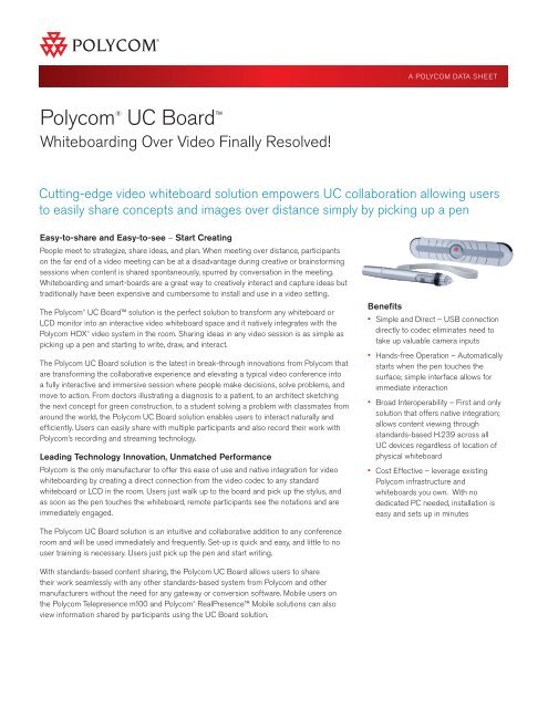 Polycom® UC Board™ Data Sheet