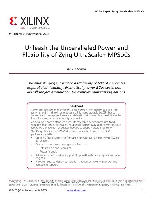 Flexibility Of Zynq Ultrascale Mpsocs