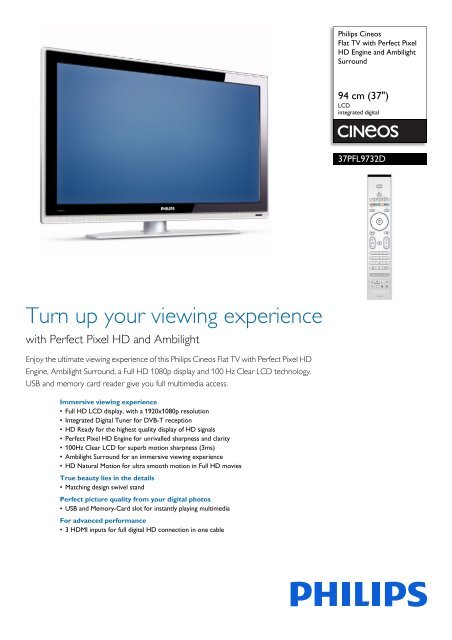 Philips Cineos Flat TV - Scheda tecnica - GLOBAL