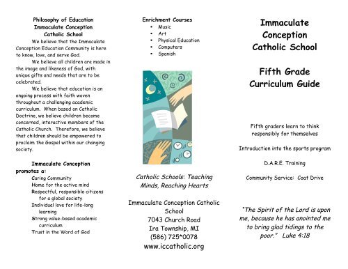Immaculate Conception Catholic School Fifth Grade Curriculum Guide