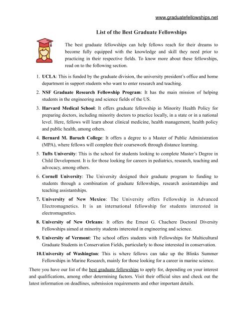 List of the Best Graduate Fellowships