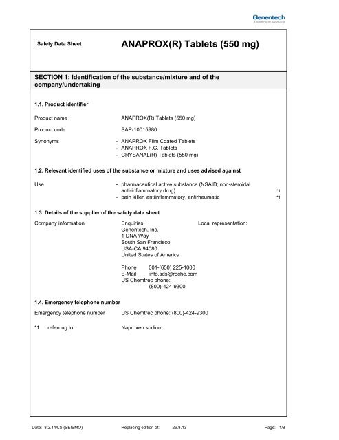 ANAPROX(R) Tablets (550 mg)