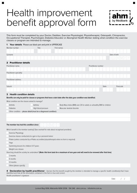 Health improvement benefit approval form