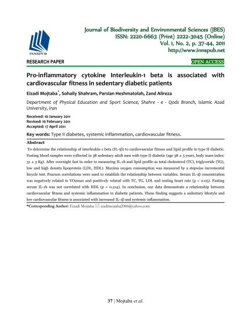Pro-inflammatory cytokine Interleukin-1 beta is associated with ...