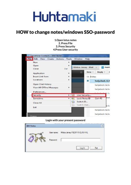 How to change Notes and Windows SSO password