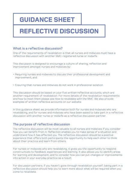 GUIDANCE SHEET REFLECTIVE DISCUSSION