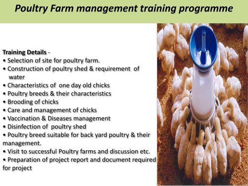 Poultry Farm management training programme
