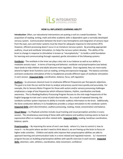 cognitive function - Integrated Listening Systems