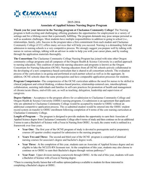 Nursing Program Applications - Clackamas Community College