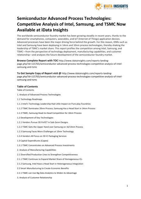 Semiconductor Advanced Process Technologies