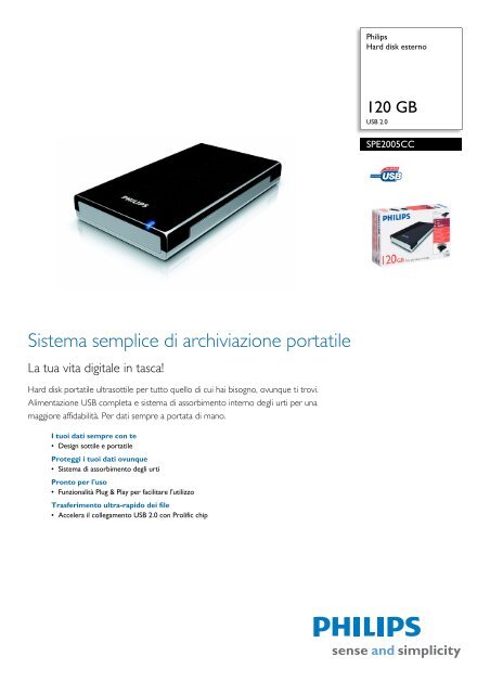 Philips Hard disk esterno - Scheda tecnica - ITA