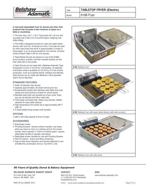 TABLETOP FRYER (Electric) 616B Fryer